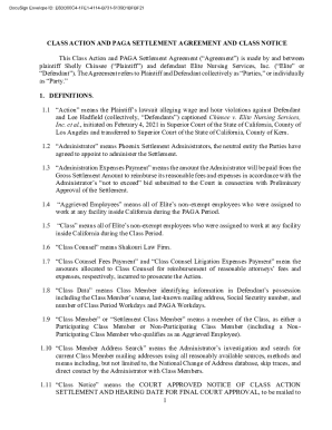 Fillable Online This Class Action and PAGA Settlement Agreement ...