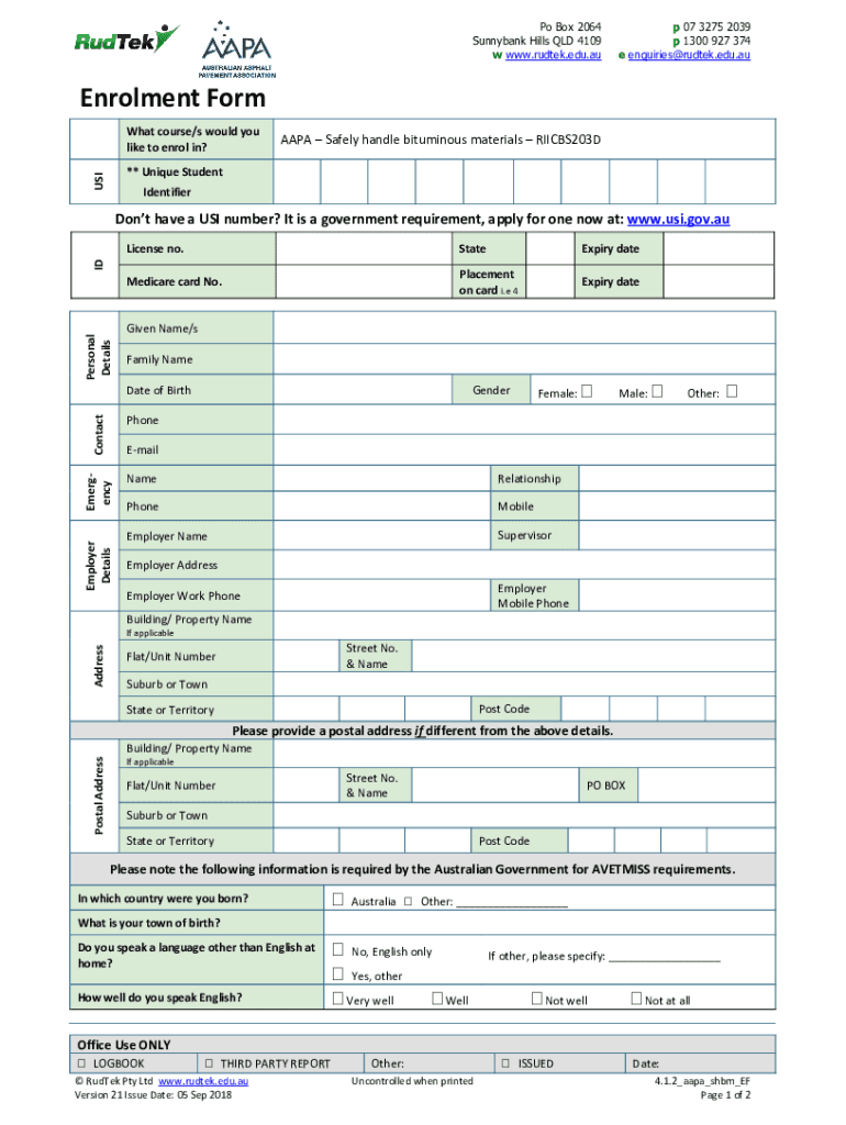 Fillable Online RudTek - Civil Construction Training Organisation - Queensland Fax Email Print ...