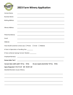 Fillable Online SMALL FARM WINERY LICENSE APPLICATION CHECKLIST Fax ...