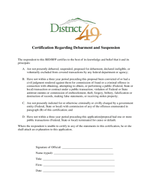 Fillable Online Debarment, Performance and Non-Collusion Certification ...