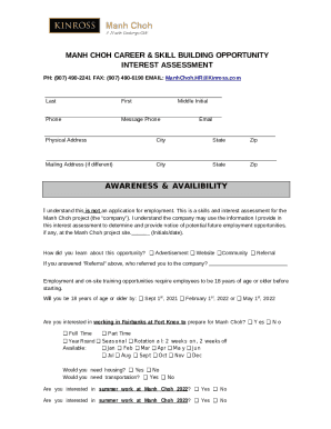 Career and Skill Interest Doc Template | pdfFiller