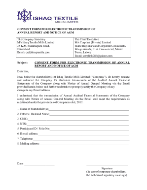 Fillable Online CONSENT FORM FOR ELECTRONIC TRANSMISSION OF Fax Email Print - pdfFiller
