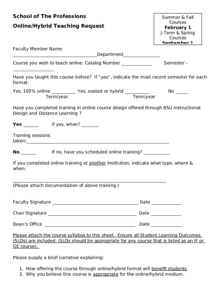 SOP Online Teaching Request (DOCX) Doc Template | pdfFiller