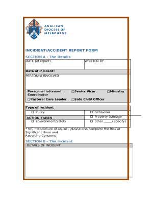 Sample - Incident/Accident Report Doc Template | pdfFiller