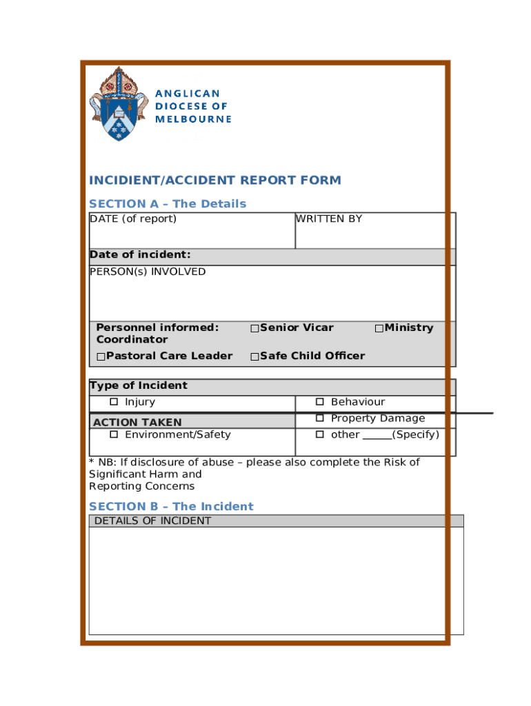 Sample - Incident/Accident Report Doc Template | pdfFiller