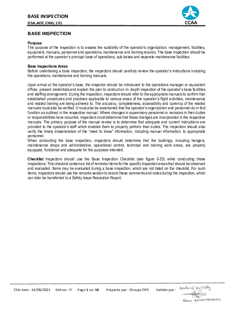 Fillable Online dasis ccaa Base Inspections Fax Email Print - pdfFiller