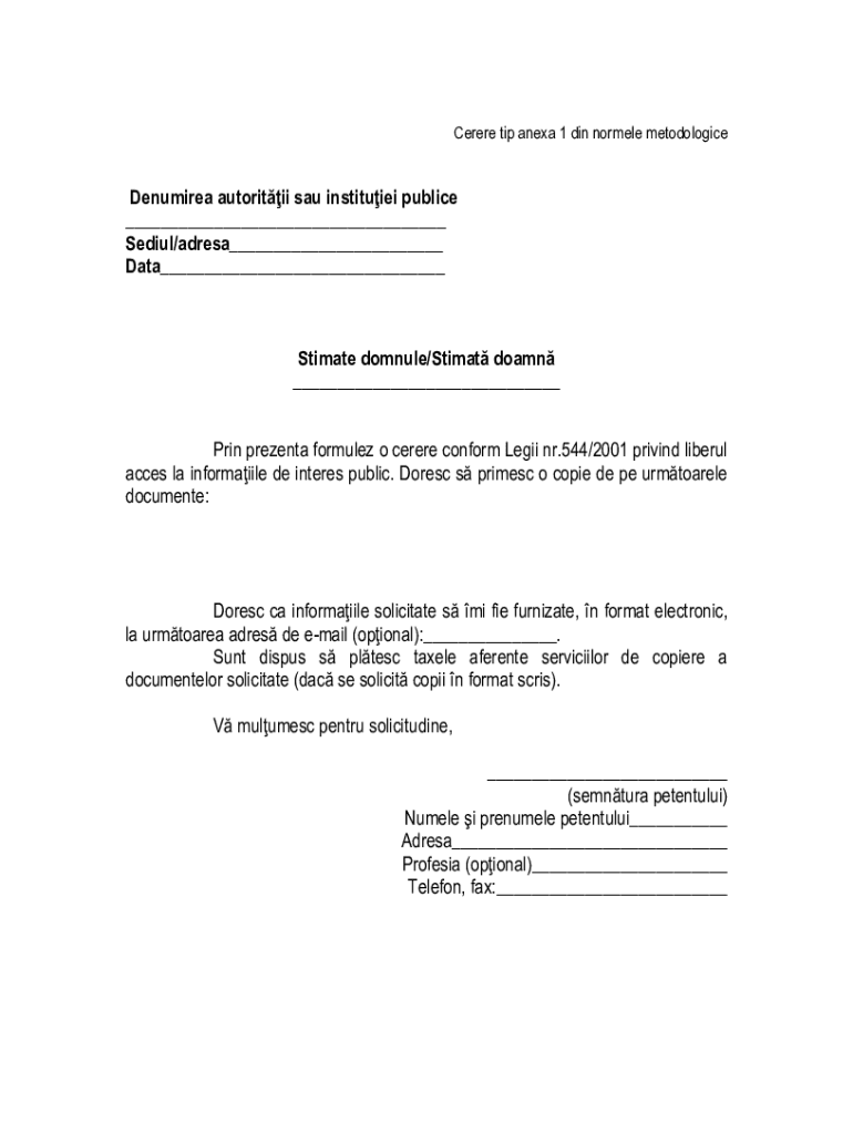 Fillable Online formulare pentru solicitare de informatii de interes public Fax Email Print ...