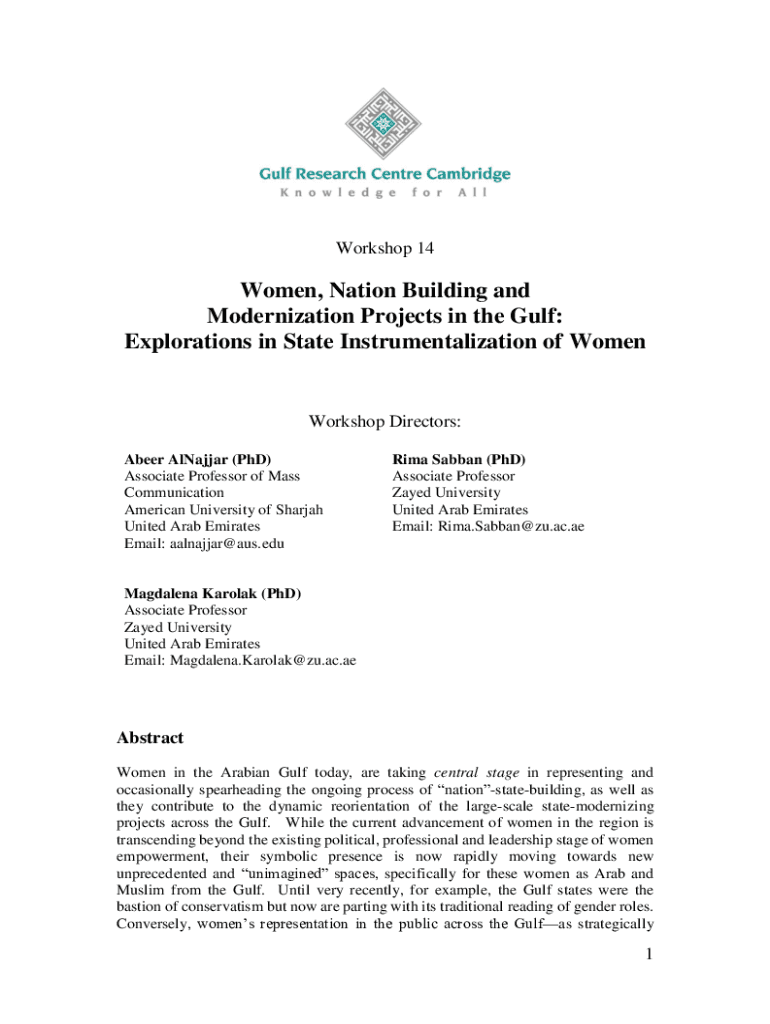 Fillable Online Women, Nation Building and Modernization Projects in ...
