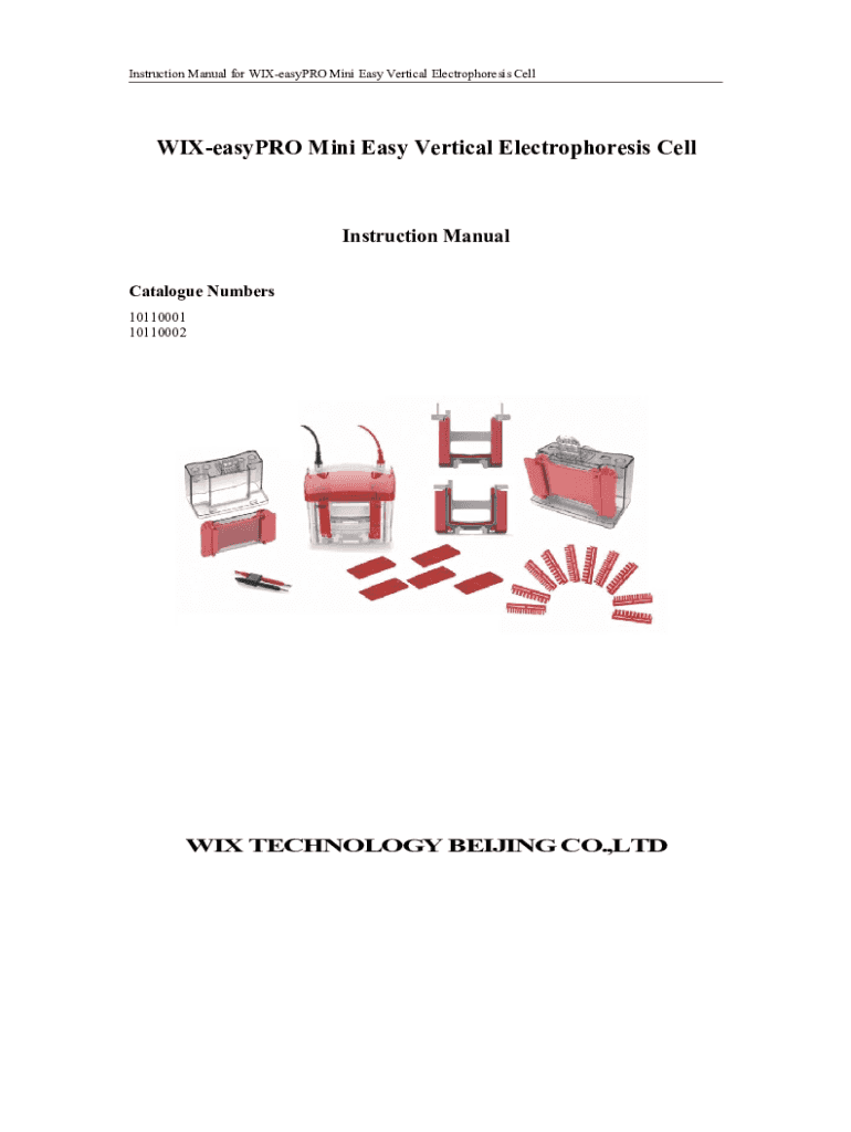 Fillable Online Wix-Easypro4 SDS-Page Mini Electrophoresis Cell for ...