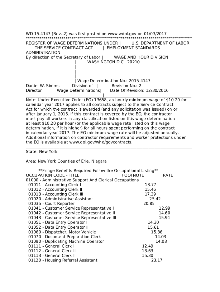 Wage Determinations Service Contract Act WD # 2015-4147 Doc Template ...