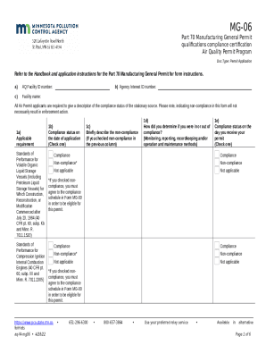 MG-06 Part 70 Manufacturing General Permit qualifications compliance ...