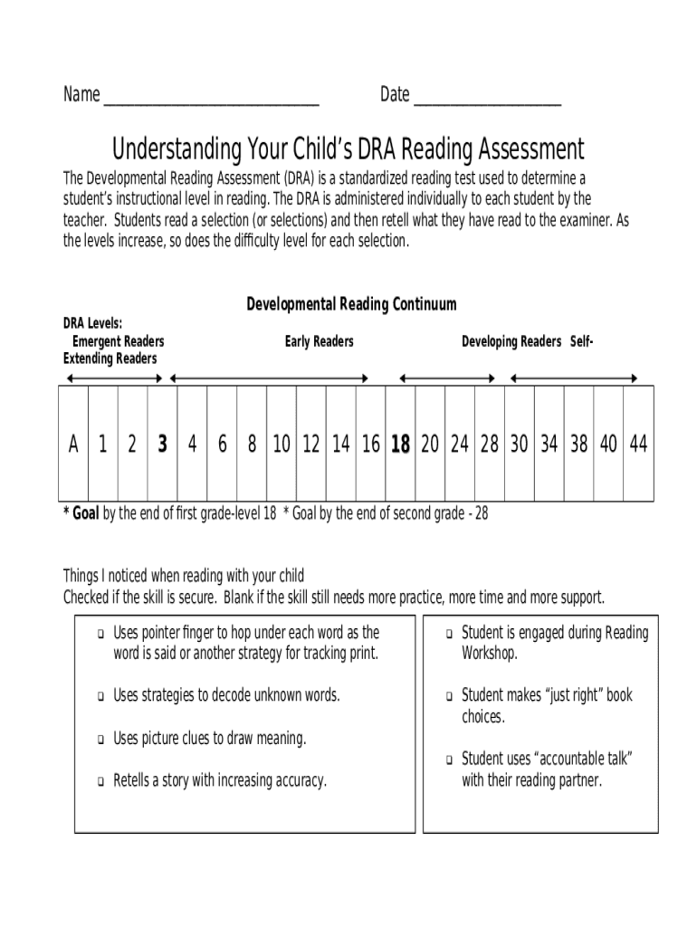 Developmental Reading Assessment (2nd edition)Q&A Doc Template | pdfFiller