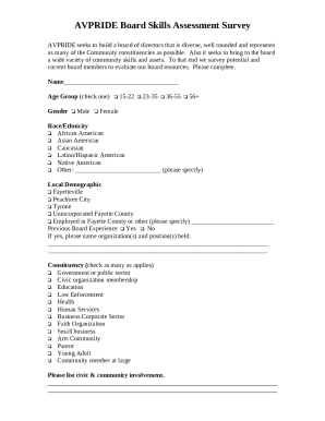 Board Assessments with Sample Management Questions Doc Template | pdfFiller