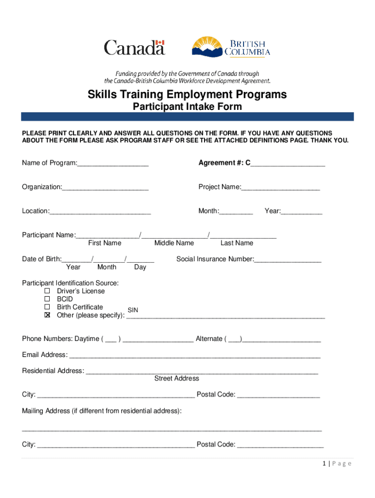 Fillable Online worker-retraining-program-intake-form. ... Fax Email ...