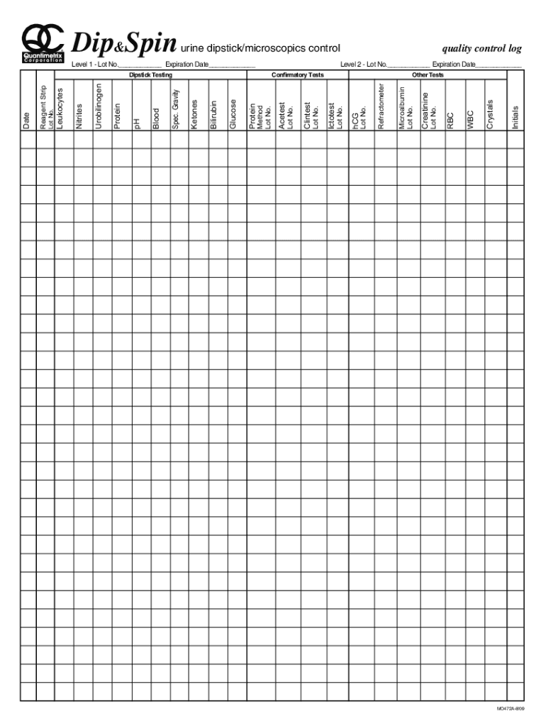 Fillable Online Dip&Spin Urinalysis Dipstick & Microscopics Control Fax ...