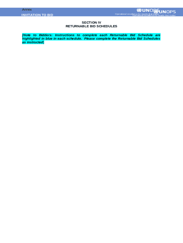 This Section comprises the following Returnable Bidding s Doc Template | pdfFiller