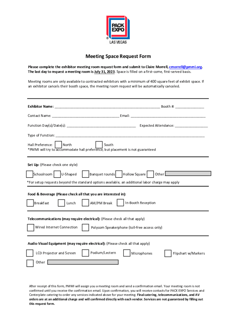 Fillable Online Exhibitor Meeting Room Request Form - NET Fax Email ...