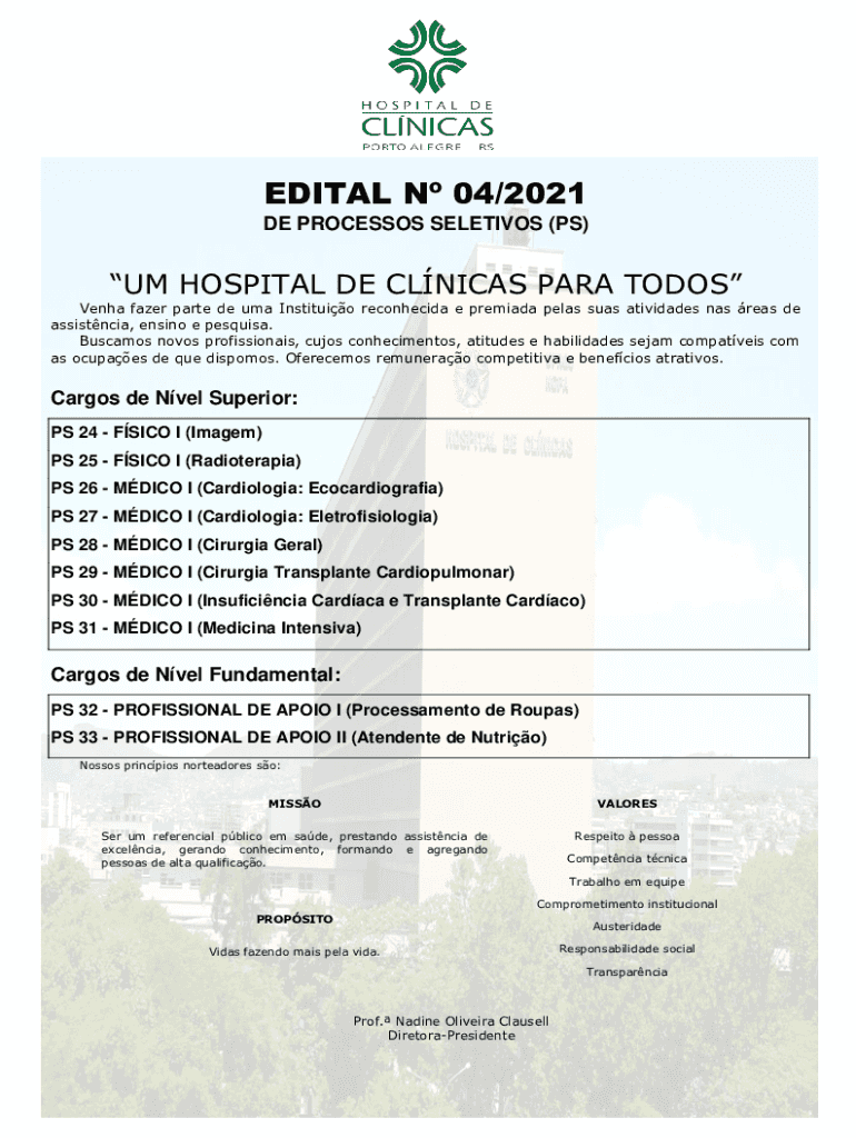 Preenchível Disponível PSS - HOSPITAL DE CLINICAS DE PORTO ALEGRE Fax ...
