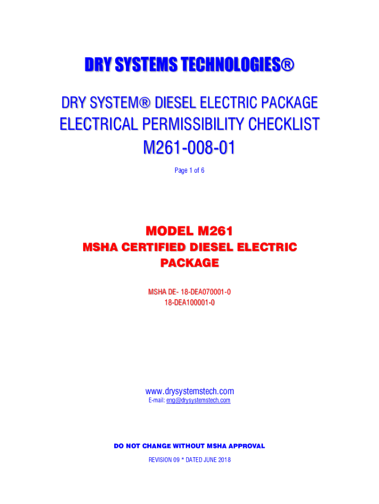 Fillable Online electrical permissibility checklist - Dry Systems ...