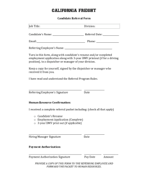 Fillable Online Employee referral sample Fax Email Print - pdfFiller