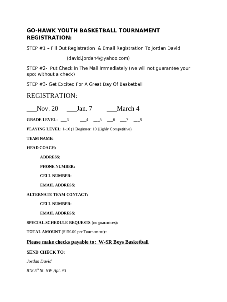 Online Tournament Registration Doc Template | pdfFiller