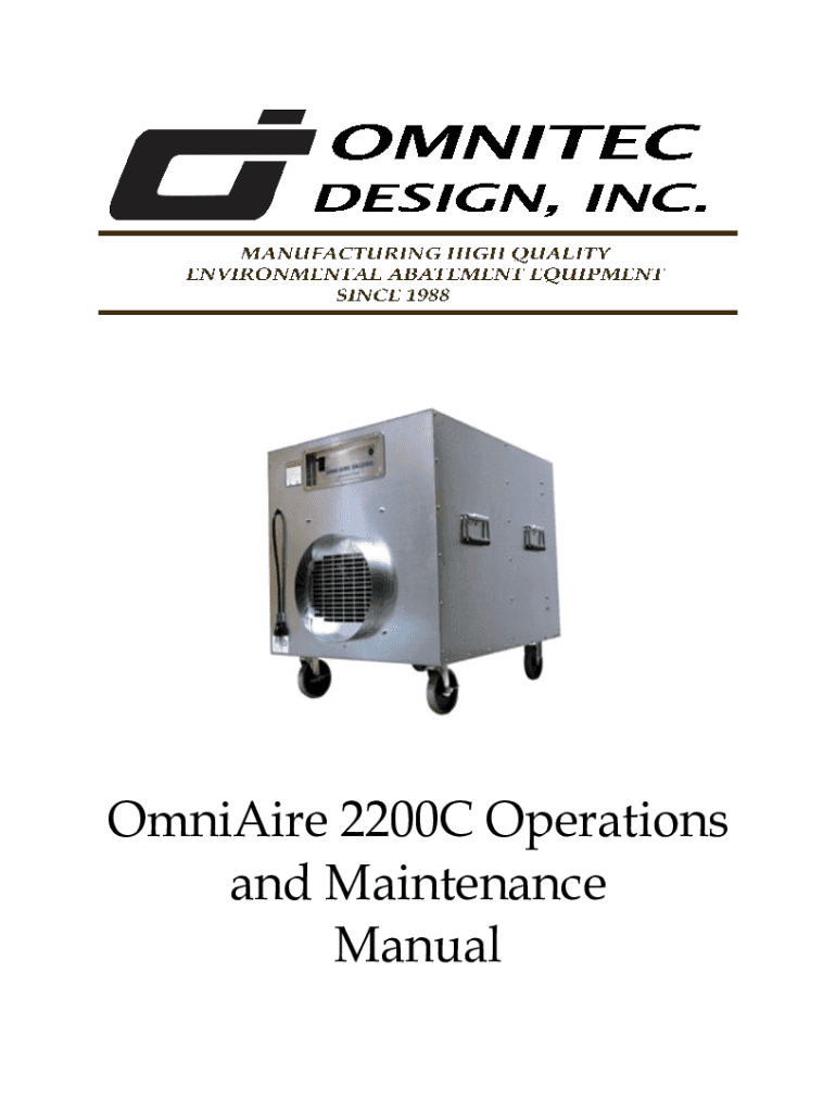 Fillable Online OMNI-AIRE 2200C HEPA Negative Air Machine (Airflow Fax ...