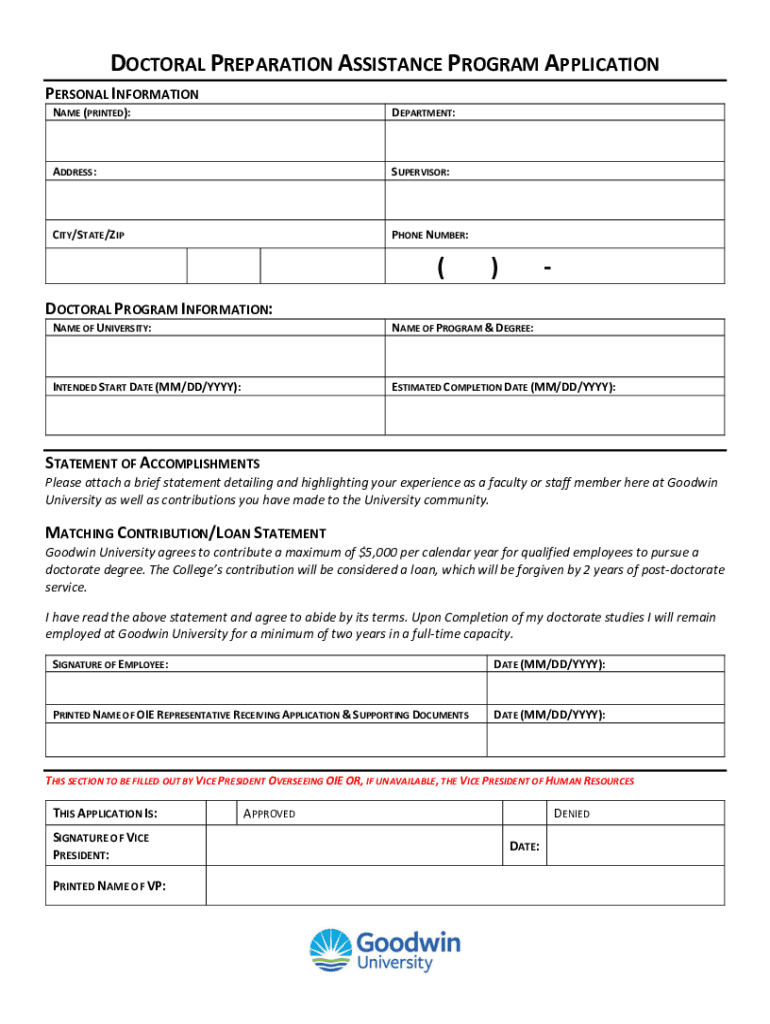 Fillable Online Employee Doctoral Education Assistance Request Form Fax Email Print - pdfFiller
