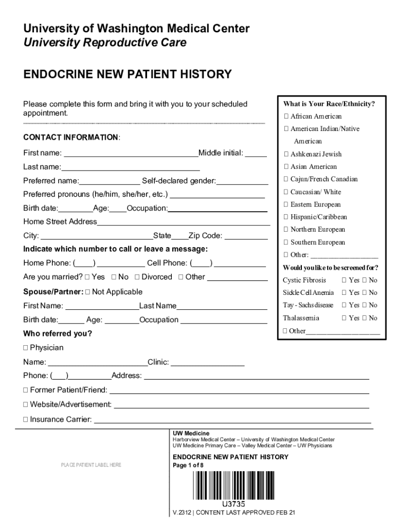 Fillable Online Fertility & Reproductive Medicine Center New Patient Packet Fax Email Print ...