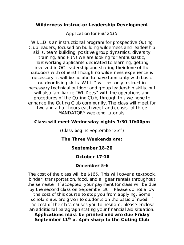 D is an instructional program for prospective Outing Club leaders ...