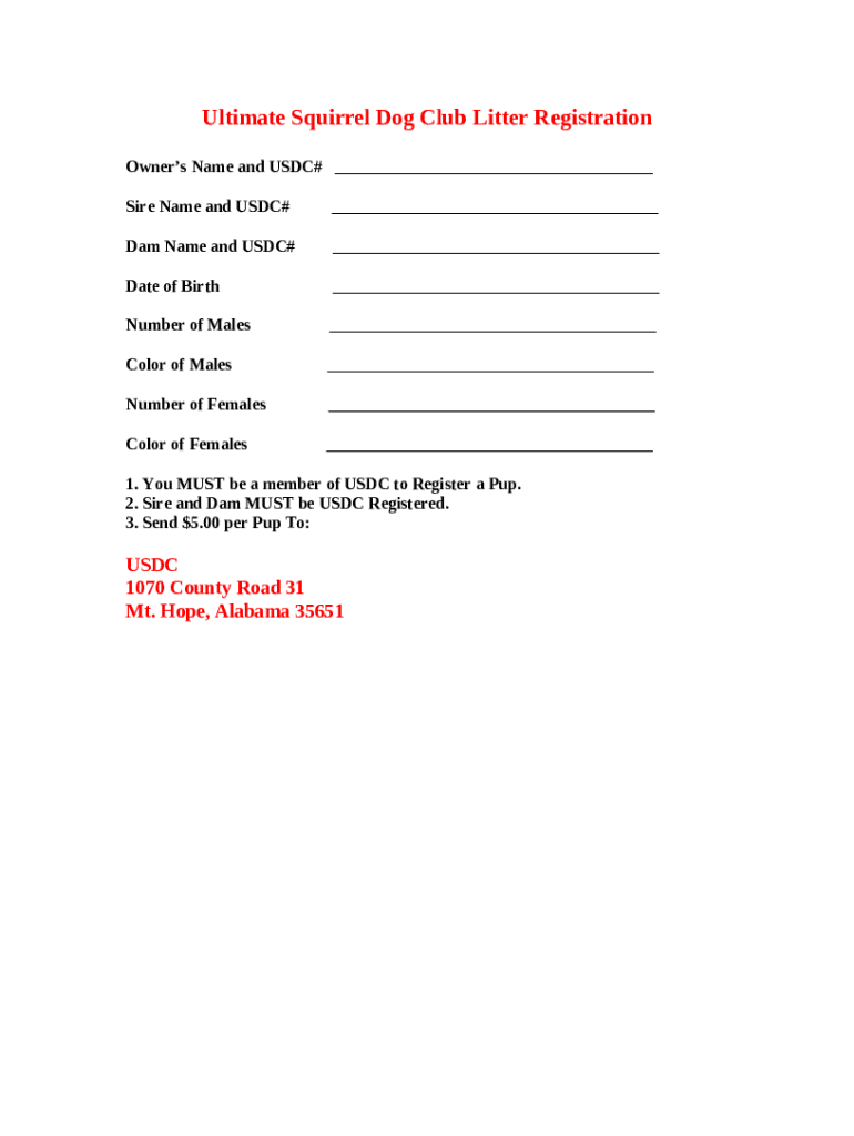 Squirrel dogs for sale or trade on facebook Doc Template | pdfFiller