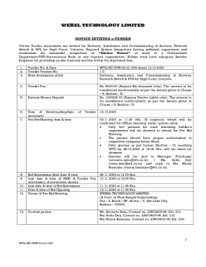 Fillable Online e-Tender Webel Technology Ltd. Fax Email Print - pdfFiller