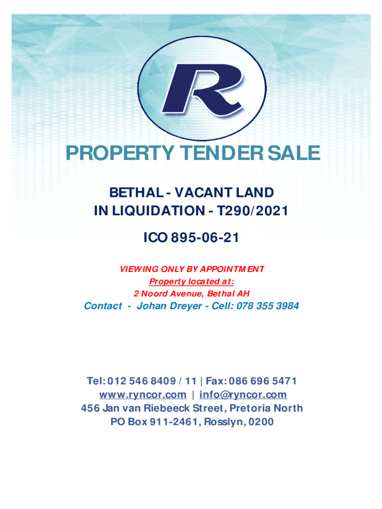 Fillable Online Property Tender Document - Bethal AH, Holding 2- ICO895 ...