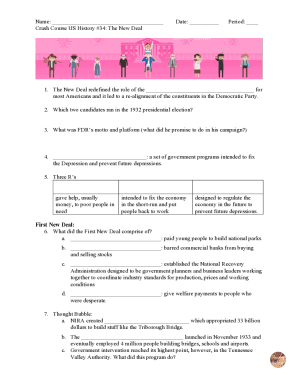 Fillable Online 34 Crash Course US History The New Deal Flashcards Fax ...