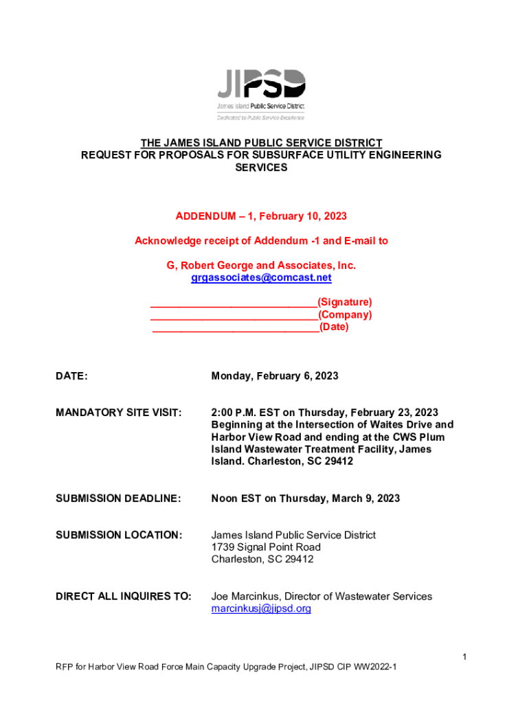 Fillable Online REQUEST FOR PROPOSALS FOR SUBSURFACE UTILITY ...