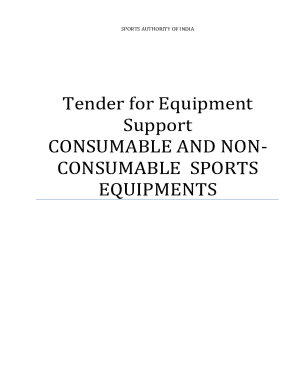 Fillable Online Tender for Equipment SupportCONSUMABLE AND NON-CONSUMABLESPORTS EQUIPMENTS ...