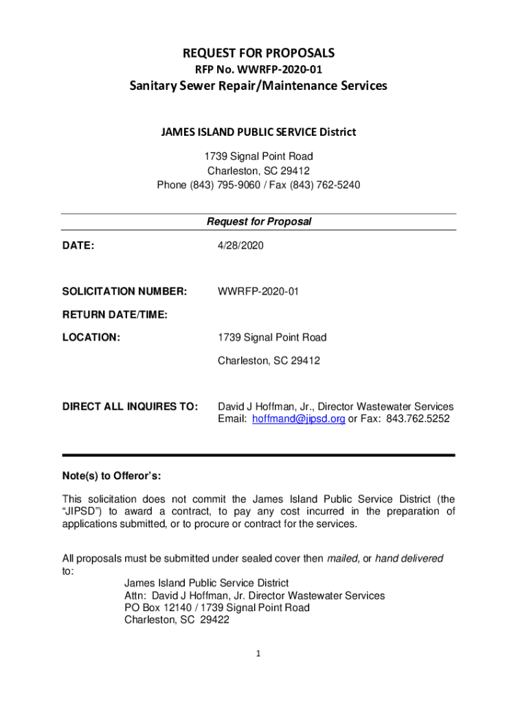 Fillable Online REQUEST FOR PROPOSALS Sanitary Sewer Repair/ ... Fax ...