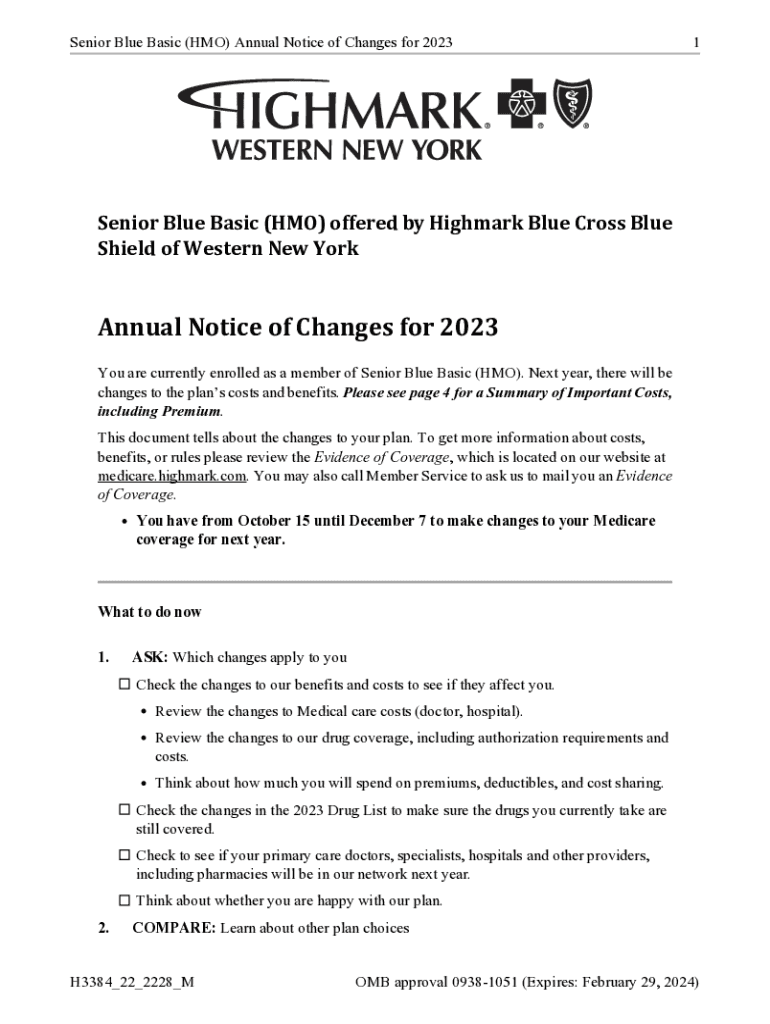 Fillable Online Senior Blue Basic (HMO) Annual Notice of Changes for 2023 Fax Email Print ...