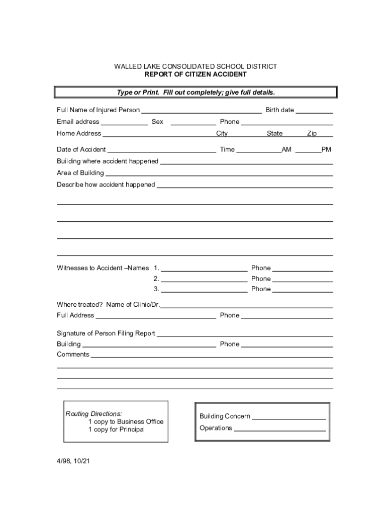 Fillable Online STUDENT AND VISITOR ACCIDENT REPORTING POLICY Fax Email ...