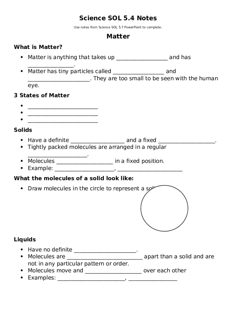 Matter SOL 5.4 The student will investigate and understand ... Doc ...