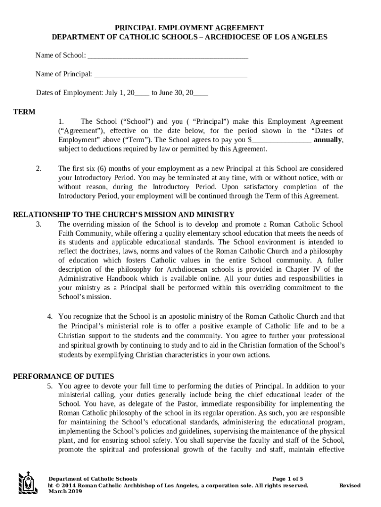 Principal Employment Agreement - Elementary School - handbook la ...