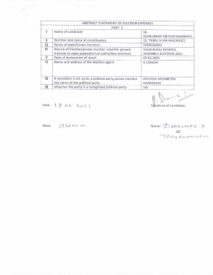Fillable Online parti : abstract statement of election expenses Fax ...