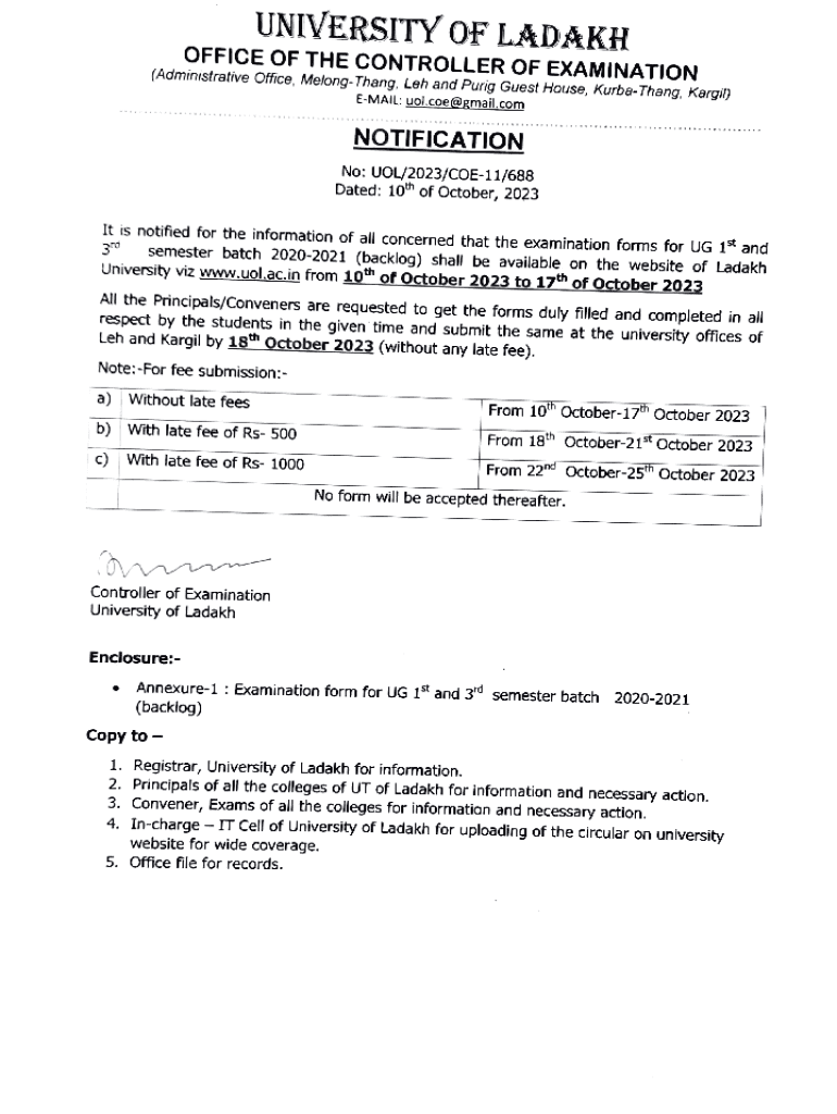Fillable Online University of Ladakh Fax Email Print - pdfFiller