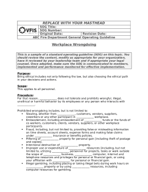 SOGs and SOPs Doc Template | pdfFiller
