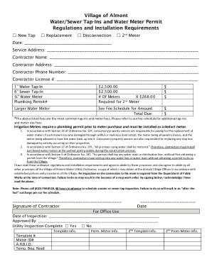 Fillable Online Village of Almont Water/Sewer Tap-Ins and Water Meter ...