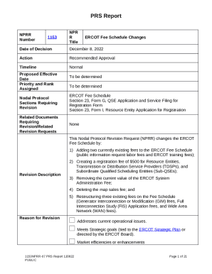 ERCOT Fee Schedule Changes Doc Template | pdfFiller