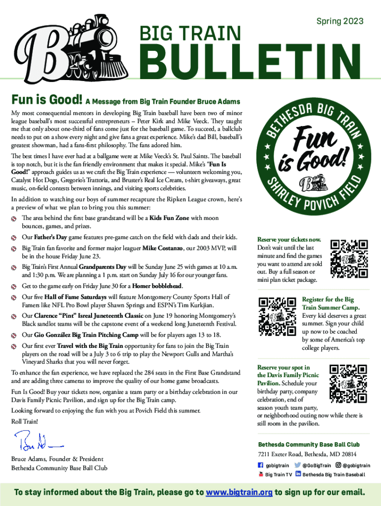 Fillable Online Bethesda Big Train baseball players on track for major ...