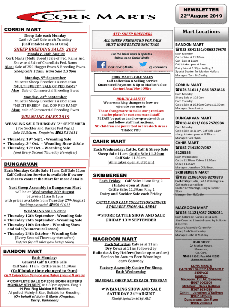 Fillable Online Prime Opportunity Alert: Corrin Mart's Dairy In Calf ...