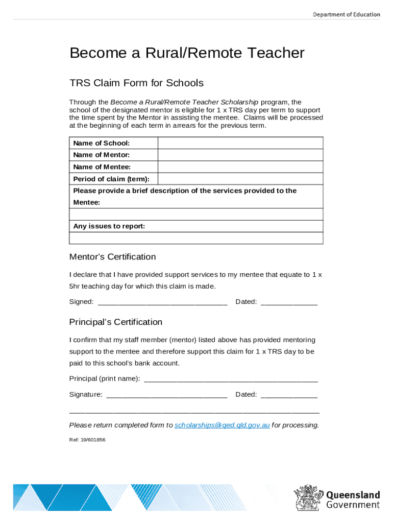 Become a Rural and Remote Teacher TRS claim - education qld gov Doc ...