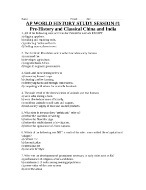 AP World History Test Review: Chapter 1 Flashcards Doc Template | pdfFiller