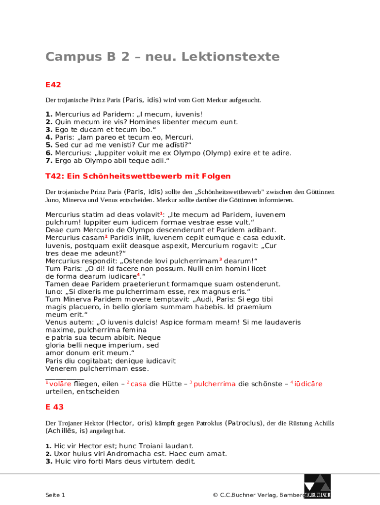 Campus B 2neu. Lektionstexte Doc Template | pdfFiller